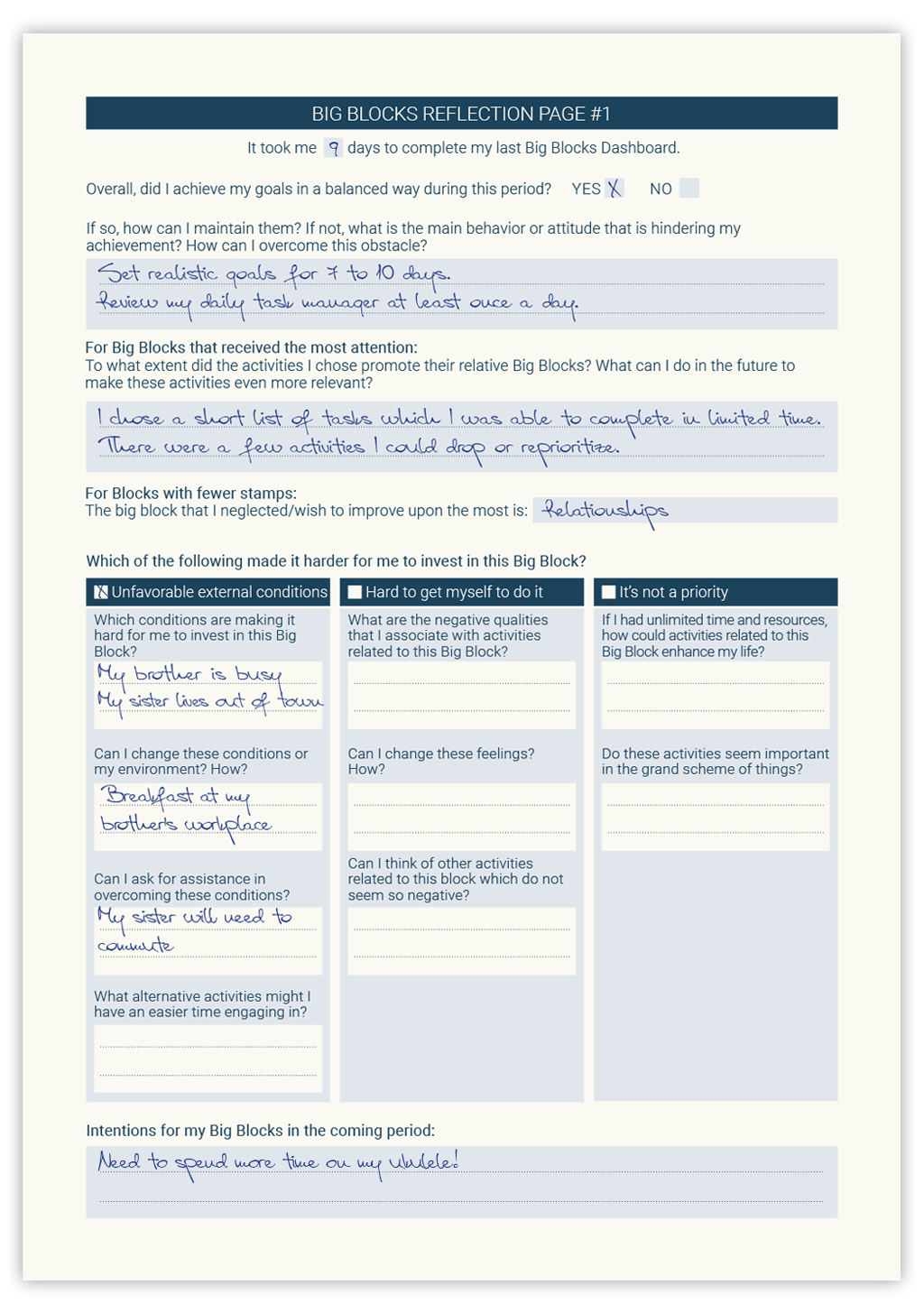Big Blocks Reflection Page – The Perfect Notebook
